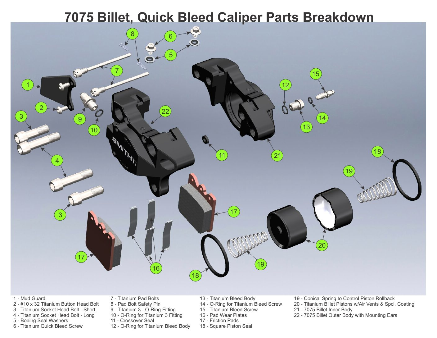 Front Caliper Billet Rock/Mud Guard : Smith Titanium