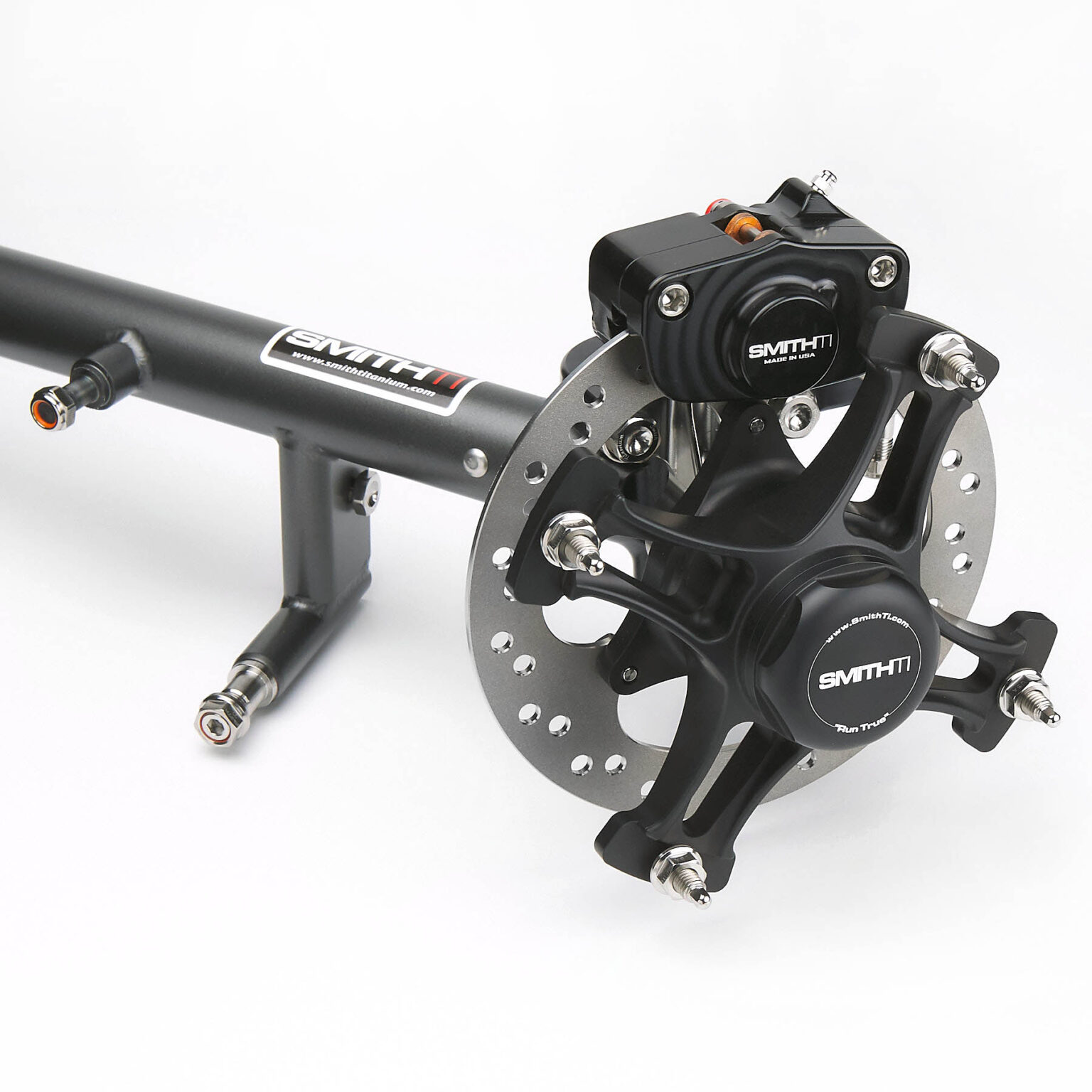 Micro Sprint Complete Front Axle with Titanium Spindles : Smith Titanium